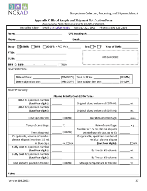Fillable Online Blood Sample and Shipment Notification Form - NCRAD Fax ...
