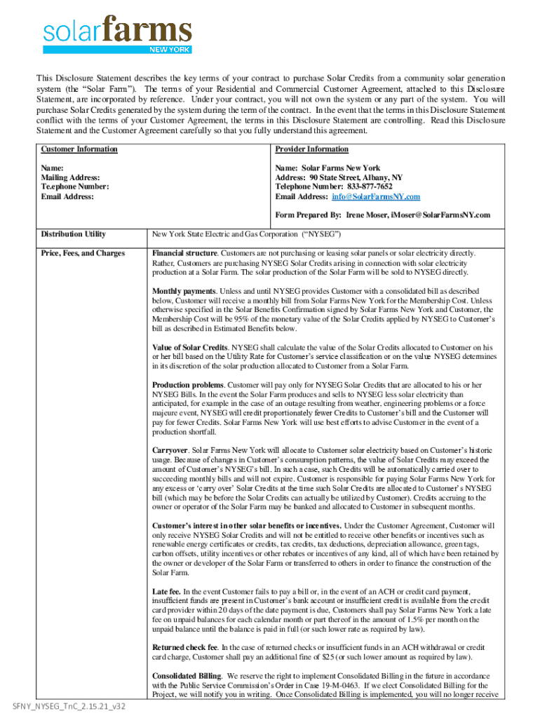 Fillable Online Community Solar Customer Disclosure Form Fax Email ...