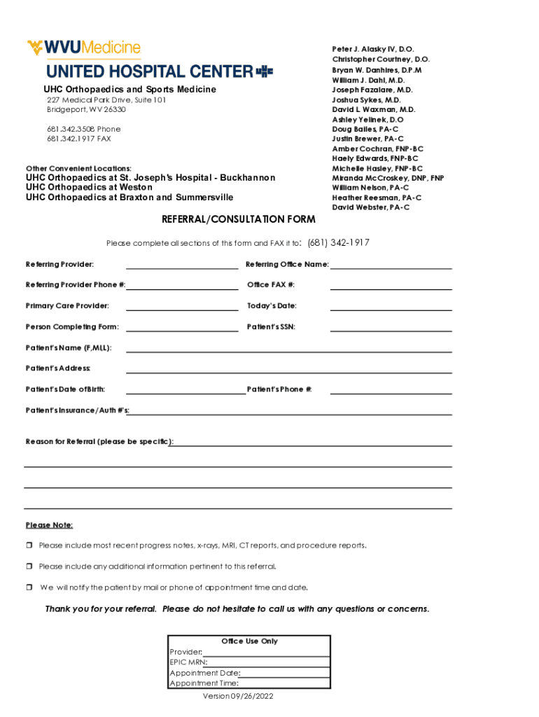 Fillable Online Ortho Referral Forms Fax Email Print - pdfFiller
