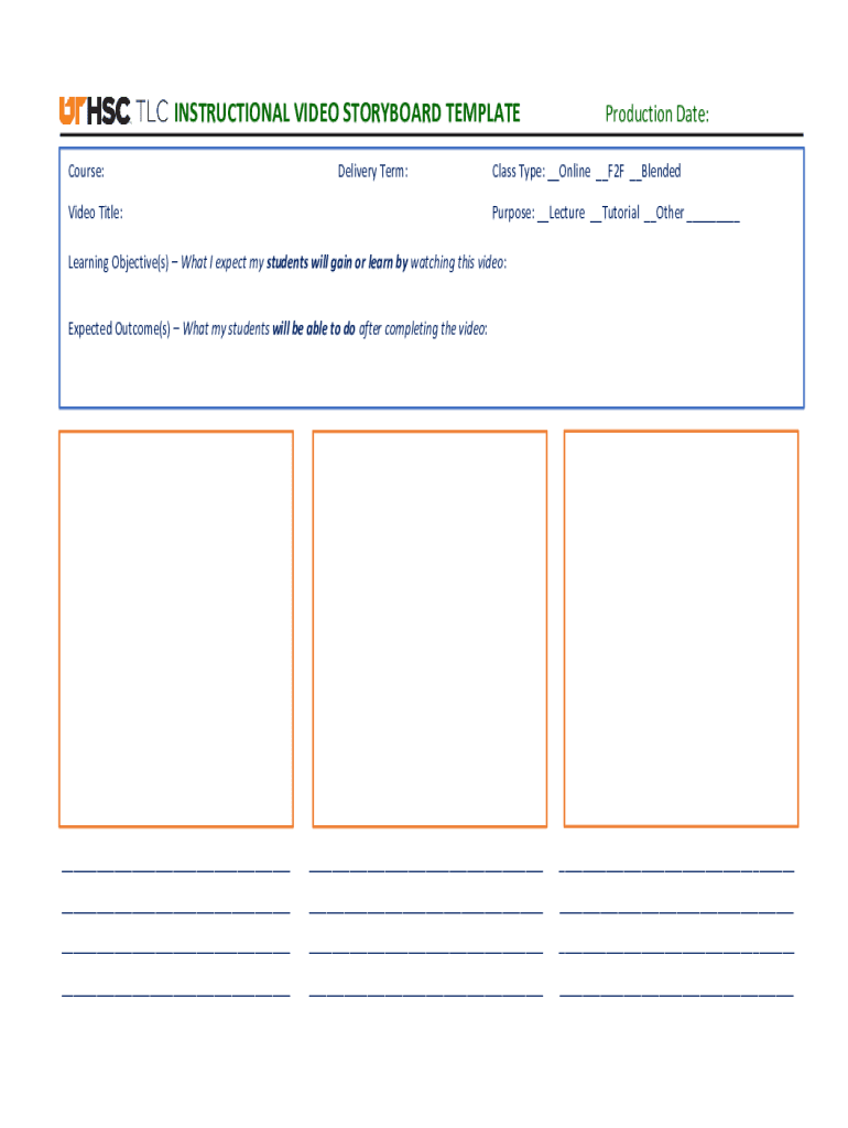 Fillable Online How to Create a Storyboard Template for Instructional ...