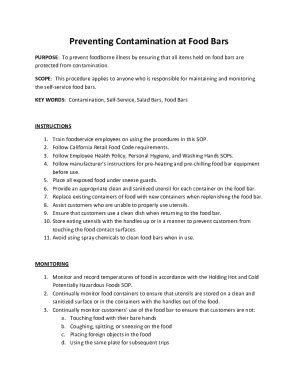 Fillable Online Sanitation & Food Safety Standard Operating Procedure ...