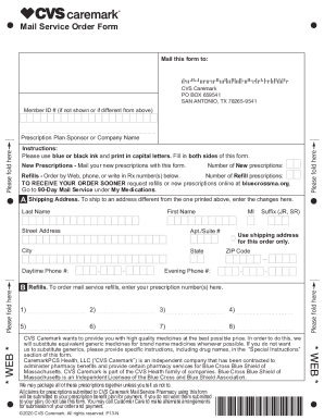 Fillable Online CVS/caremark - Mail Service Order Form Fax Email Print ...