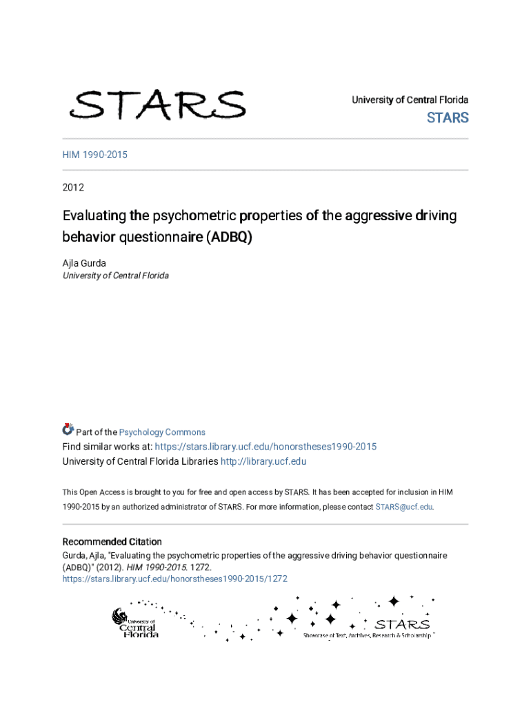 Fillable Online Evaluating the psychometric properties of the ...