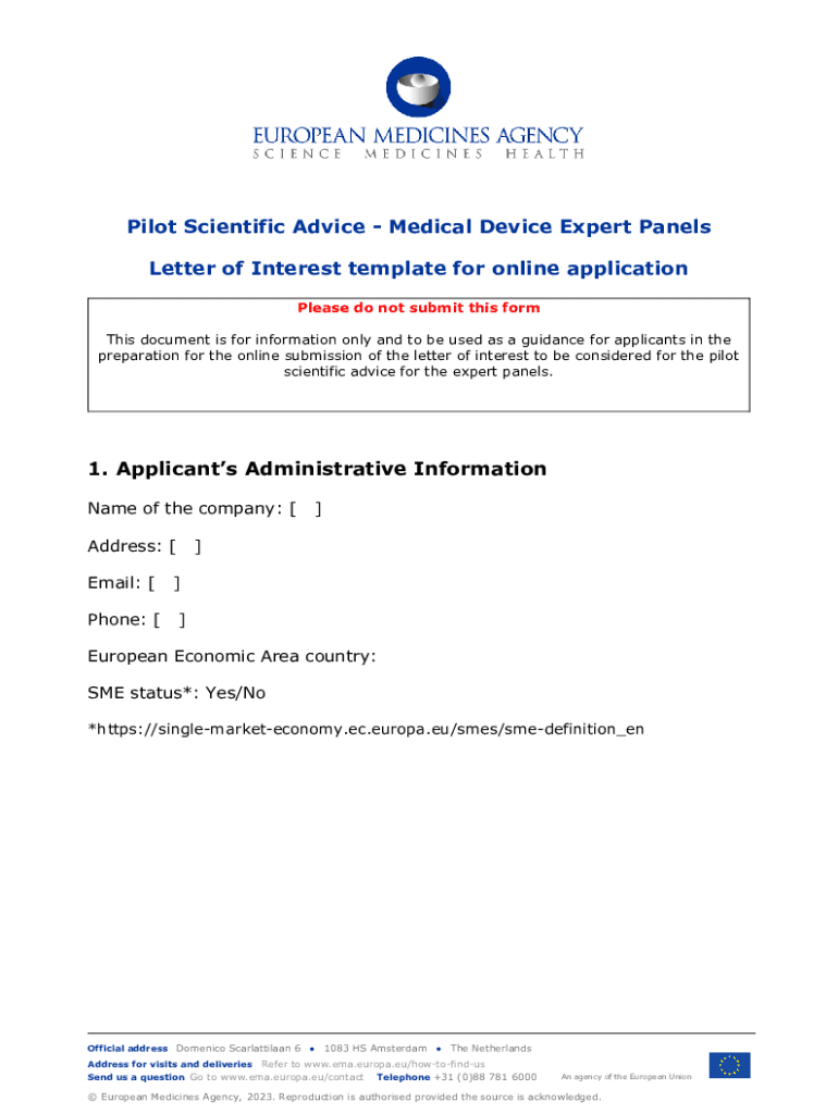 Fillable Online Letter of interest template for online application. Letter of interest for ...