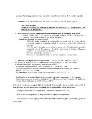 Fillable Online Cererea ofertei de preturi Fax Email Print - pdfFiller