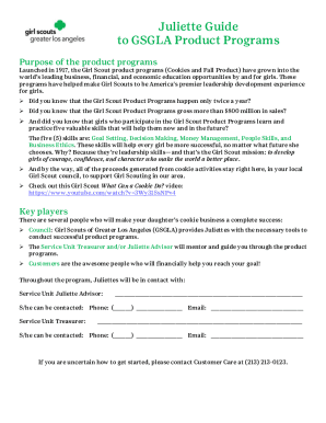 Fillable Online Juliette Guide to GSGLA Product Programs - Los Angeles ...