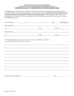 Fillable Online Licensing Requirements - SC Child Care Services Fax ...