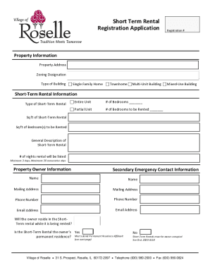 Fillable Online Short-Term Rental Registration Application Fax Email ...