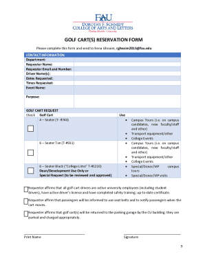 Fillable Online GOLF CART(S) RESERVATION FORM Fax Email Print - pdfFiller