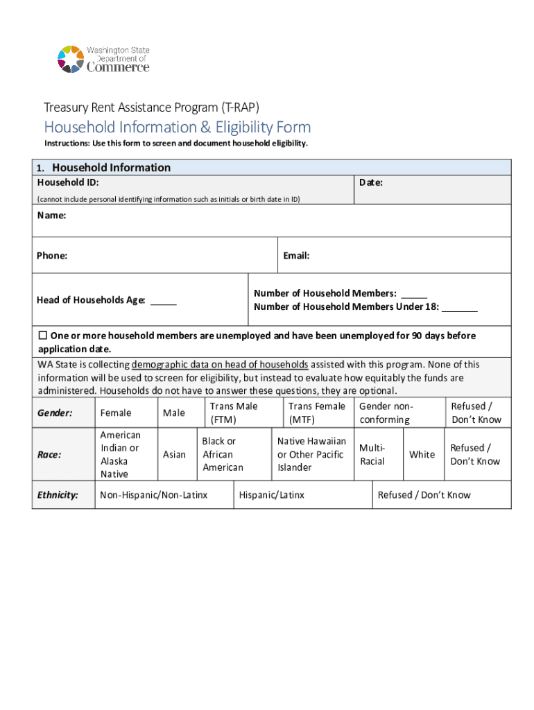 Fillable Online Household Information & Eligibility Form Fax Email ...