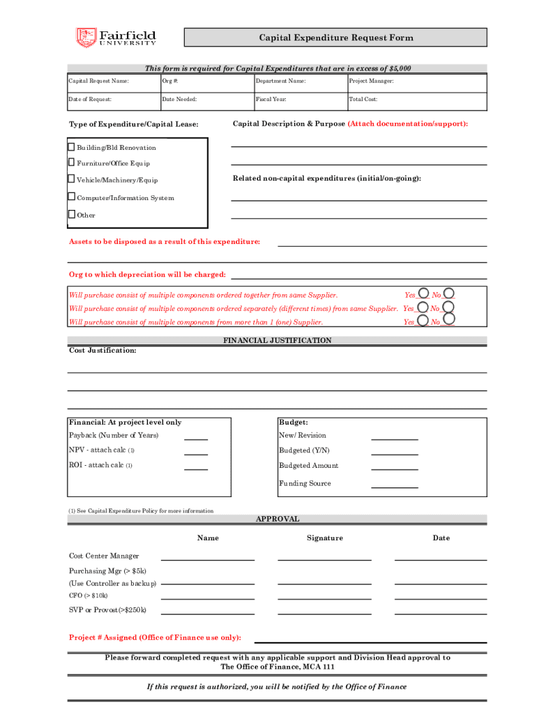 Fillable Online wiki fairfield Capital Expenditure Request Form Fax ...