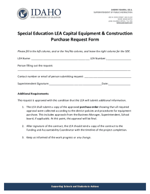 Fillable Online Special education Capital Equipment request. Capital ...