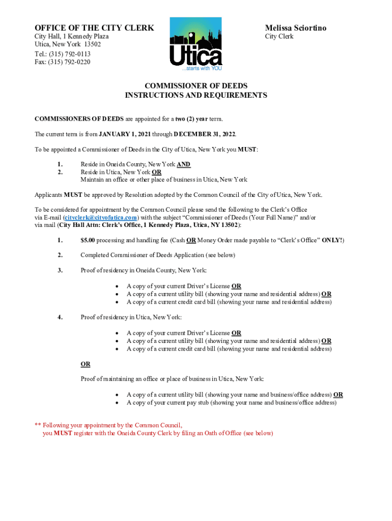 Fillable Online Commissioner of Deed Fax Email Print - pdfFiller
