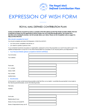 Fillable Online Royal Mail Expression of Wish form Fax Email Print ...