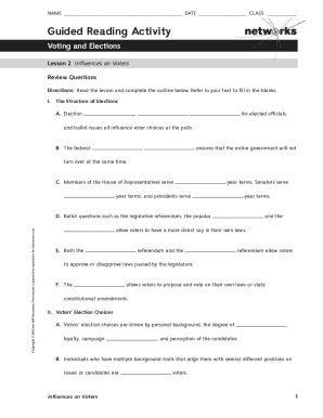 Fillable Online Guided Reading Activity: Voting and Elections Fax Email ...