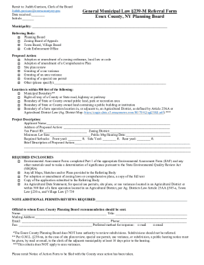 Fillable Online 239-M Referral Form Essex County, NY Planning Board Fax ...