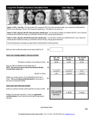 Fillable Online Long-Term Disability Insurance Calculation Form Core ...