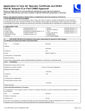Fillable Online Application to Vary Air Operator Certificate and EASA ...