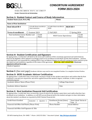 Fillable Online CONSORTIUM AGREEMENT FORM 2023-2024 Fax Email Print ...