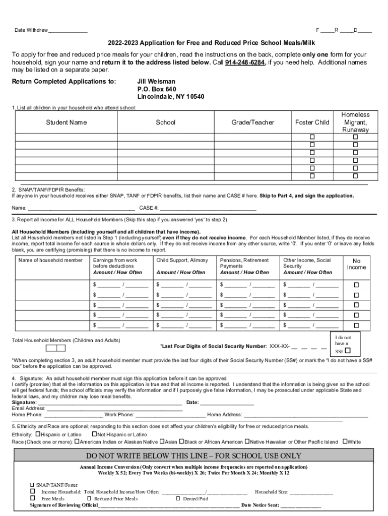 Fillable Online 2022-23 Confidential Family Application for Free and ...