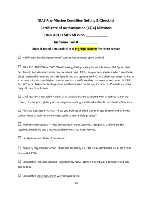 Fillable Online NIAS Pre-Mission Condition Setting E-Checklist ...