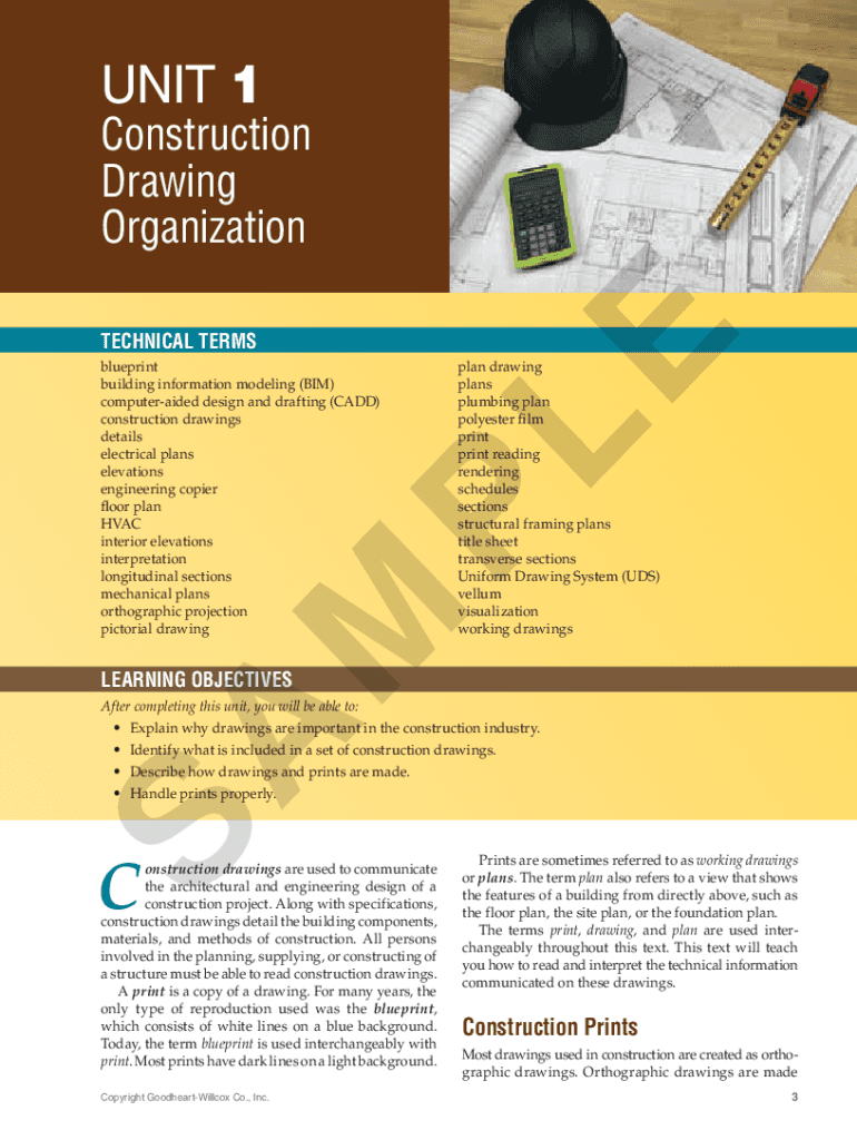 Fillable Online Section 01, Unit 01 - Construction Drawing Organization ...