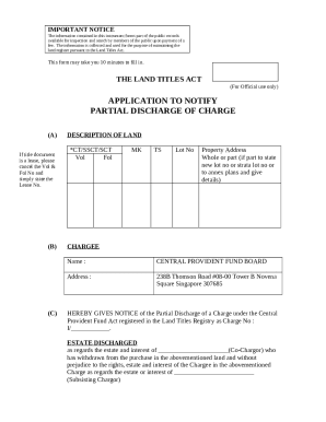 Application to Notify Partial Discharge of Charge. Application to ...