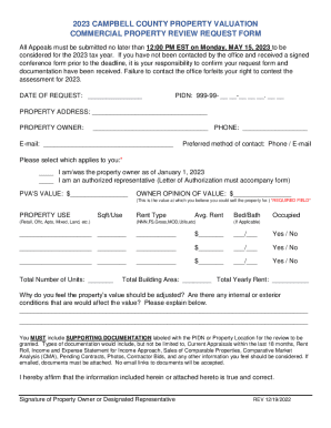 Fillable Online COMMERCIAL PROPERTY REVIEW REQUEST FORM Fax Email Print ...