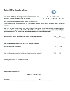 Fillable Online Patient HIPAA Compliance Form Fax Email Print - pdfFiller