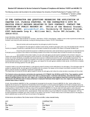 Fillable Online generalcounsel ucf Standard UCF Addendum for Service ...
