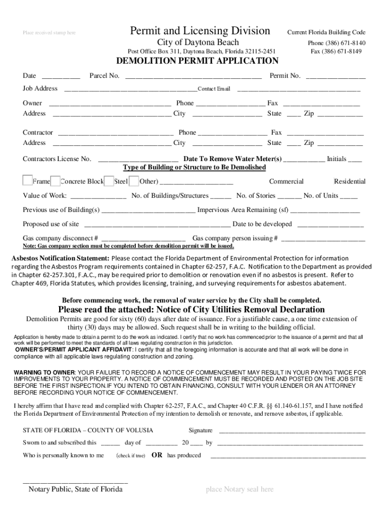 Fillable Online Demolition Permit Package Fax Email Print - pdfFiller