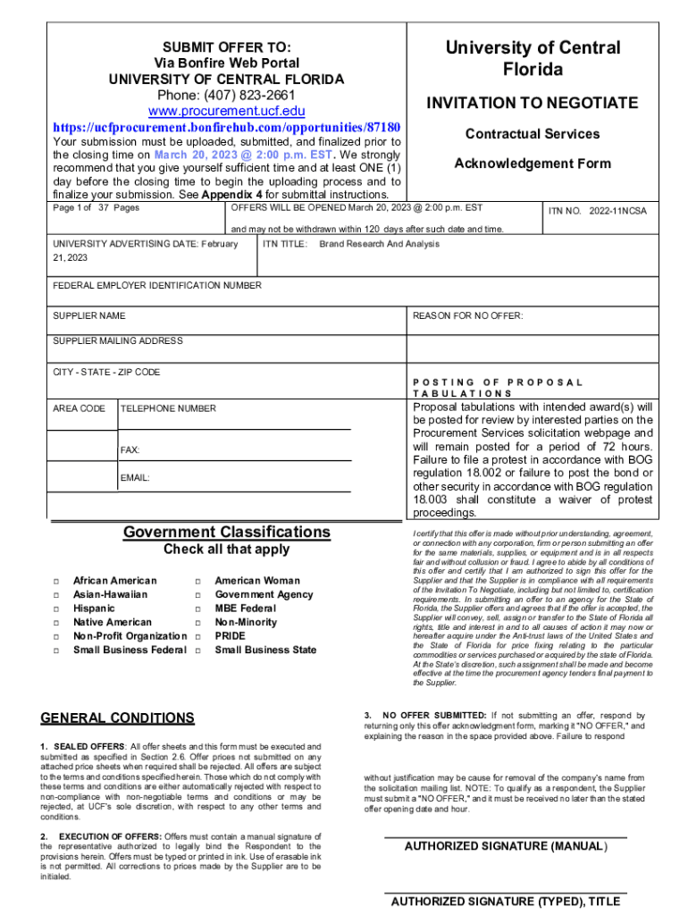 Fillable Online procurement ucf University of Central Florida ...