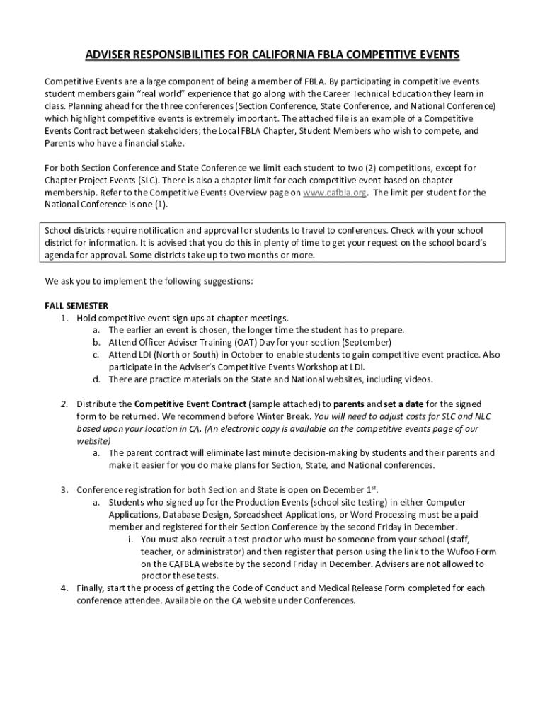 Fillable Online Sample FBLA Competitive Event Contract Fax Email Print - pdfFiller