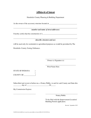 Fillable Online AFFIDAVIT OF INTENT - Hendricks County Fax Email Print ...