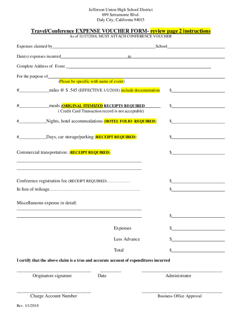 Fillable Online Travel/Conference EXPENSE VOUCHER FORM Fax Email Print ...