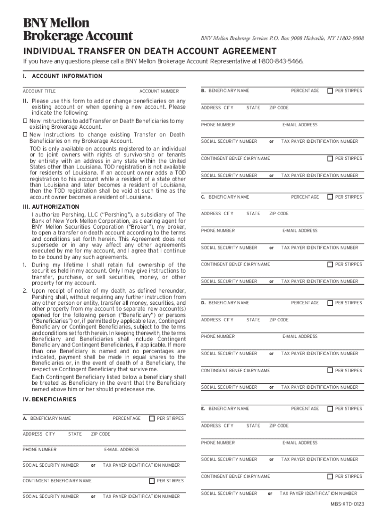 Fillable Online Transfer on Death Exception Procedures Agreement ...
