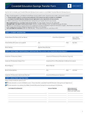 Fillable Online Coverdell Education Savings Transfer Form Fax Email ...