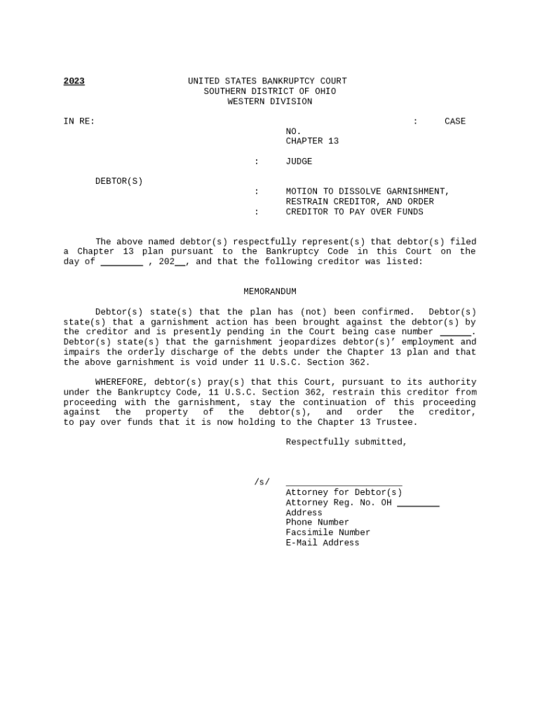 s List for Chapter 13 Doc Template | pdfFiller