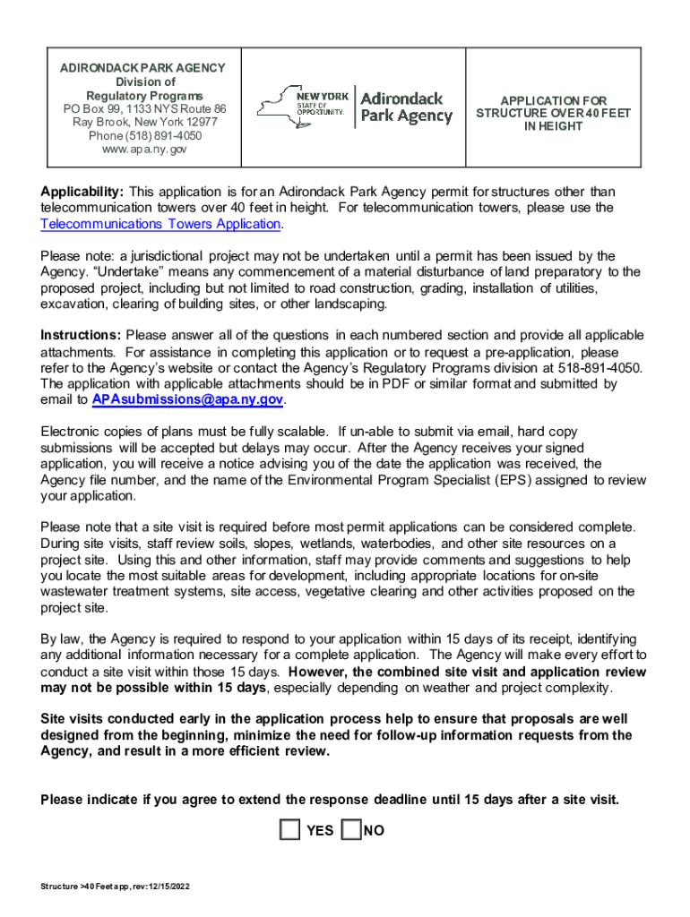 Fillable Online apa ny This application is for an Adirondack Park ...