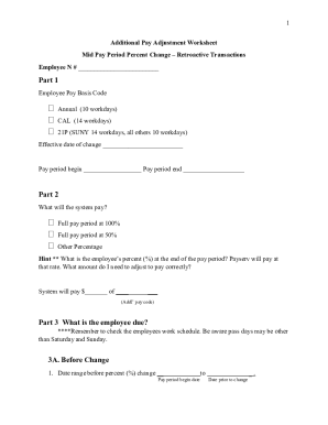 Fillable Online Additional Pay Adjustment Worksheet Percentage change ...