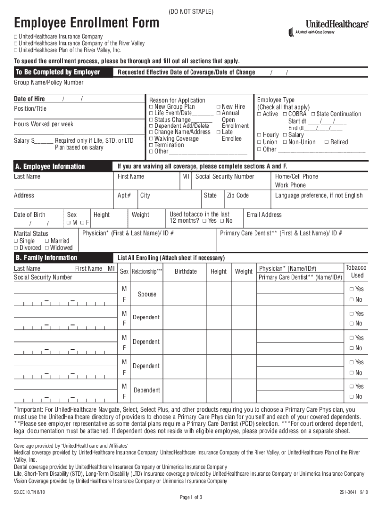 Fillable Online CA Key Accounts Employee Enrollment Form Fax Email ...