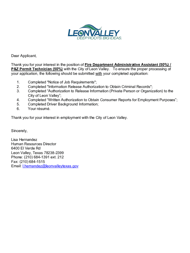 Fillable Online fire department Administrative assistant interview ...