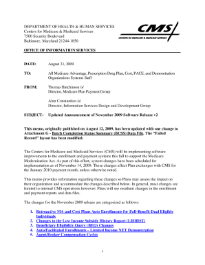 Fillable Online Updated Announcement of November 2009 Software Release ...