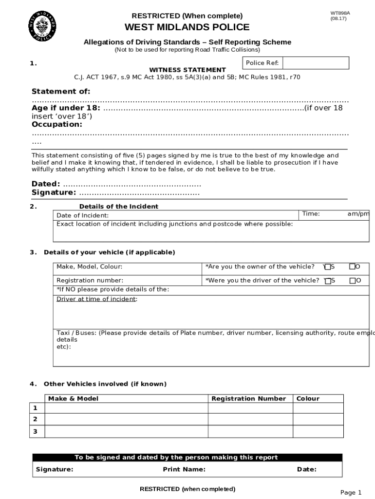 Copy of a blank witness statement Doc Template | pdfFiller
