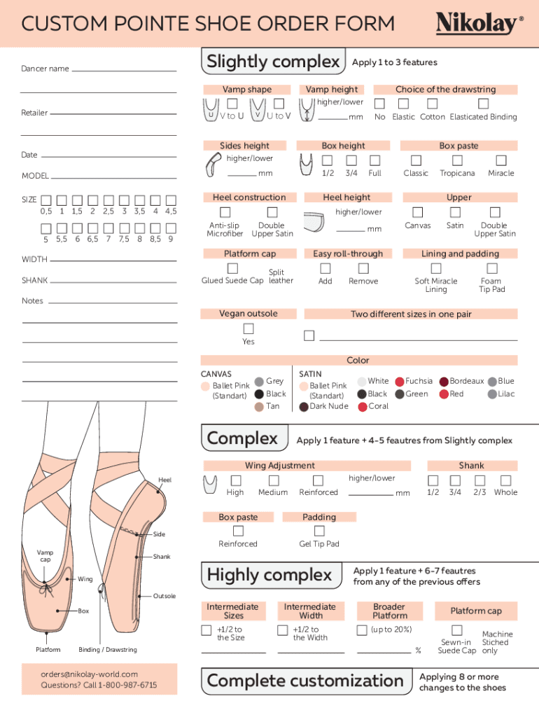 Fillable Online custom pointe shoe order form Fax Email Print - pdfFiller