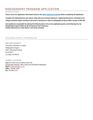 Fillable Online Application for Admission - School of Radiologic ...