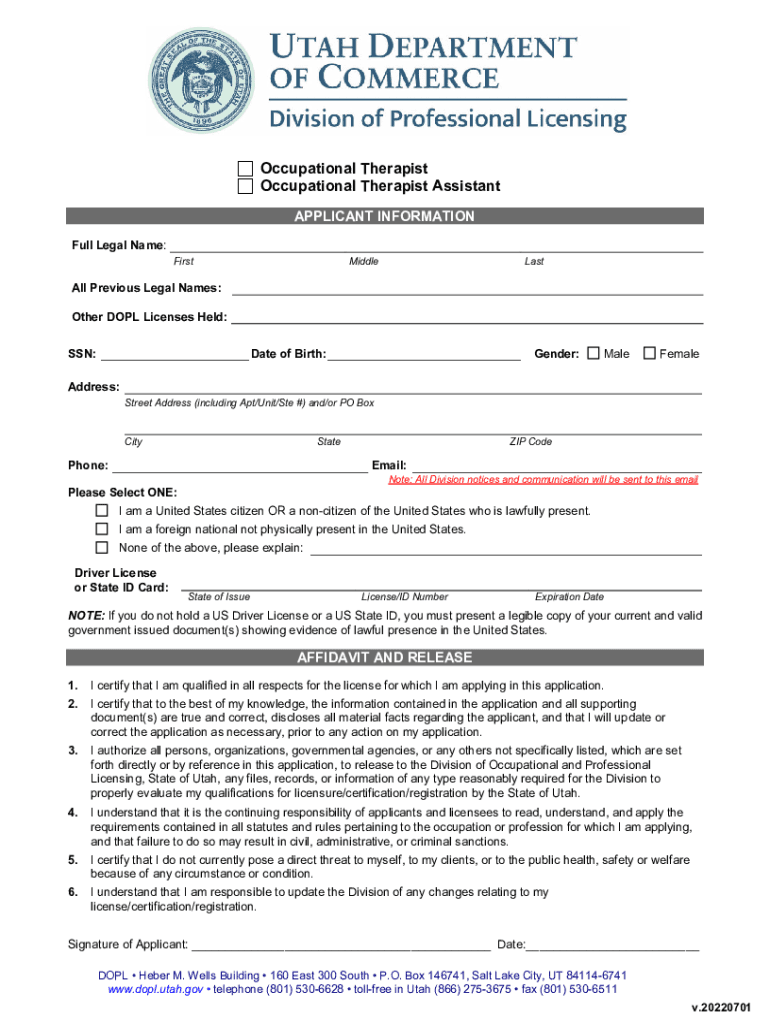 Fillable Online dopl utah State of Utah Department of Commerce Division ... Fax Email Print ...