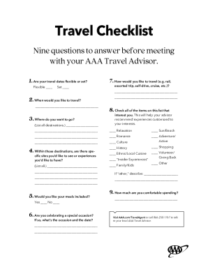 Fillable Online Travel planning checklist: 11 steps to plan your trip ...