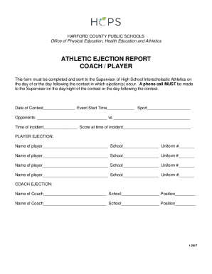 Fillable Online ATHLETIC EJECTION REPORT COACH / PLAYER Fax Email Print ...