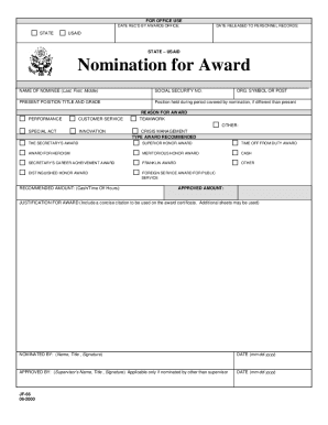 Fillable Online Recognition Program and Nomination Form Fax Email Print - pdfFiller
